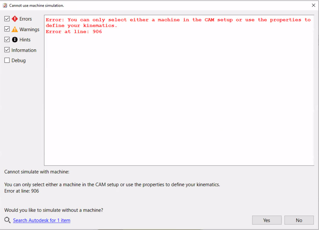 « Vous pouvez uniquement sélectionner une machine dans la configuration FAO ou utiliser les ...