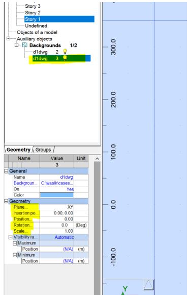Background object (.DWG) disappears when defining the stories in Robot Structural Analysis