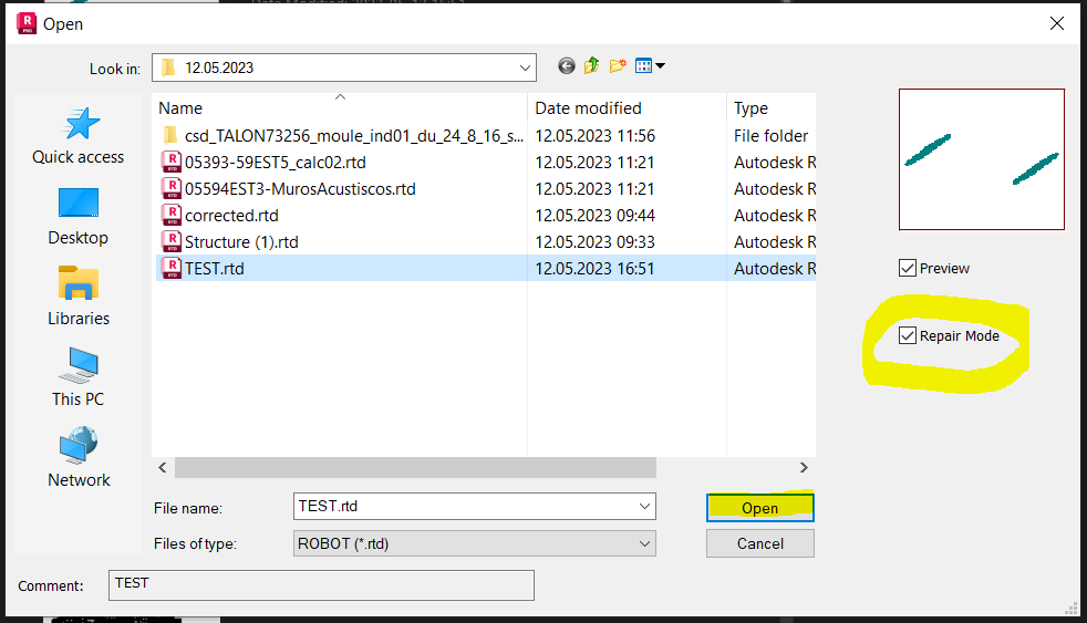 在robot Structural Analysis中使用修复模式打开模型后重新缩放的荷载