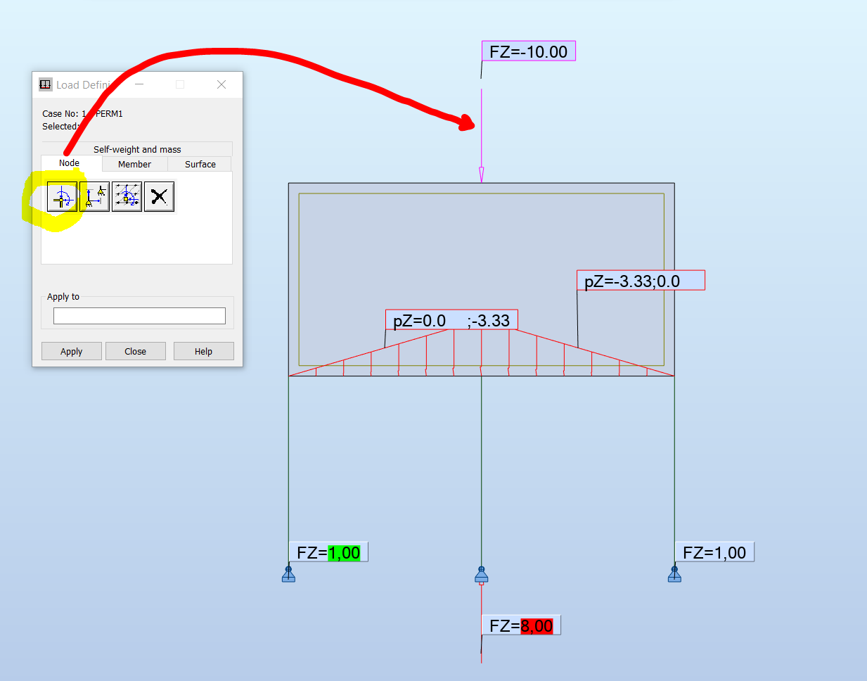 Incorrect results for concentrated force in point defined on wall or slab in Load Take Down ...