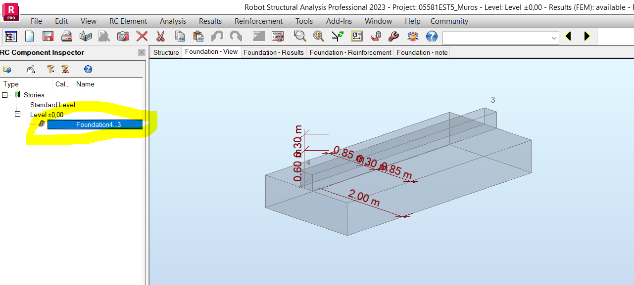 How to design concrete continuous footing under shear wall in Robot Structural Analysis