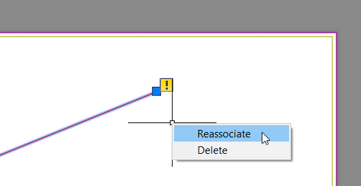 Reassociate annotation is required when trying to select objects on a layout in AutoCAD products