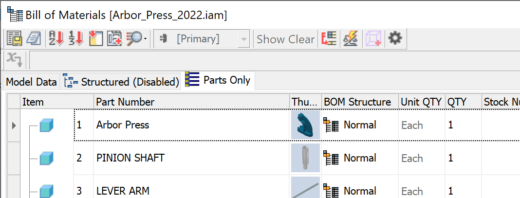 Row height differs in Bill of Materials (BOM) in different assemblies in Inventor