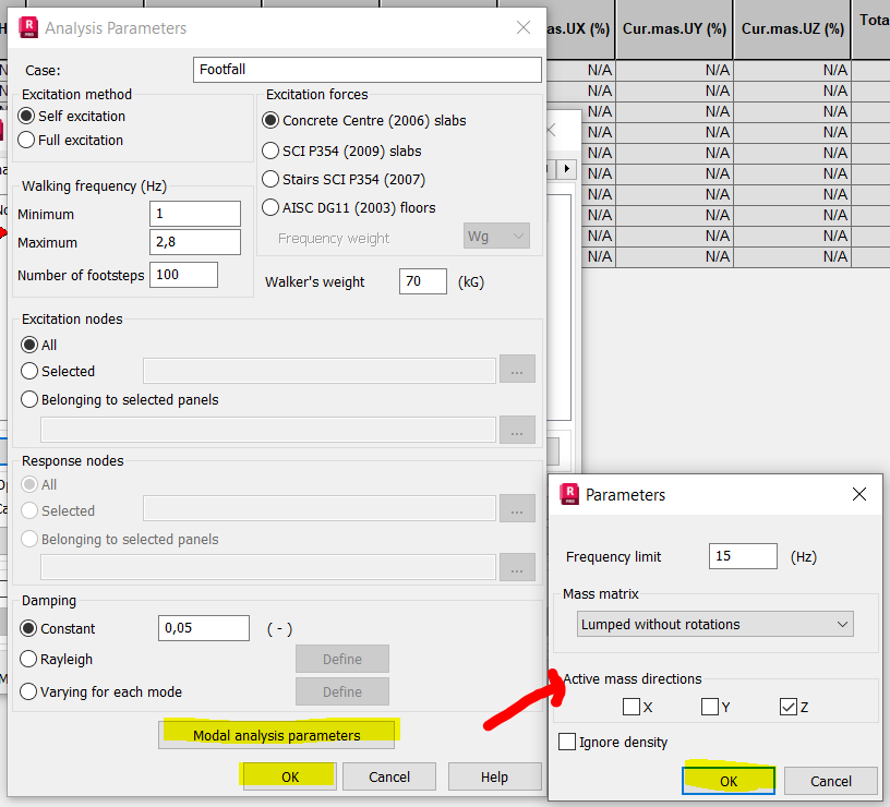 How to run response factor (footfall) analysis in Robot Structural Analysis