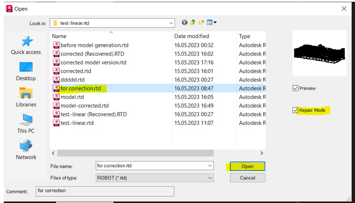 Too fine mesh followed by incoherent mesh warning for selected panels in Robot Structural Analysis