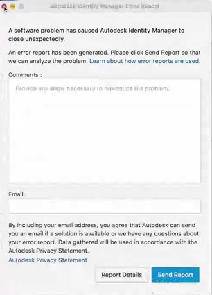 "Autodesk Identity Manager Error Report" when clicking Sign-In option ...