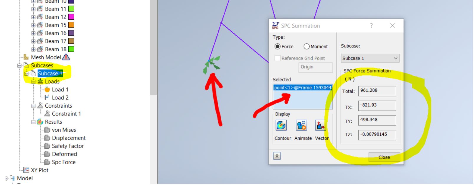 How to check reaction forces in Inventor Nastran
