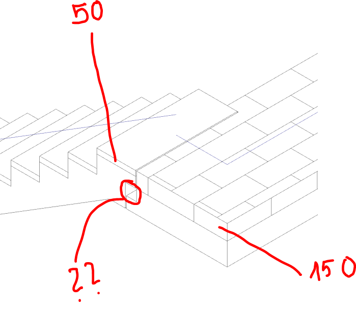 A gap is created in precast stairs with a notch and different tread ...