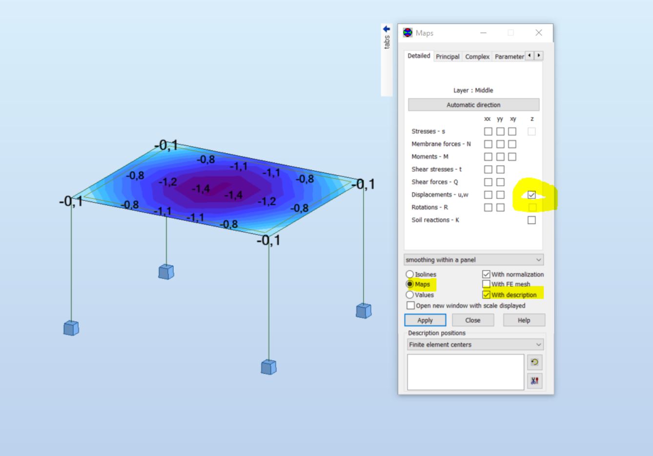 What is the recommended way to check slab deflection in Robot Structural Analysis