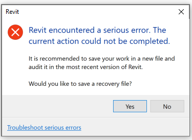 "Revit encountered a serious error" when creating structural fabric ...