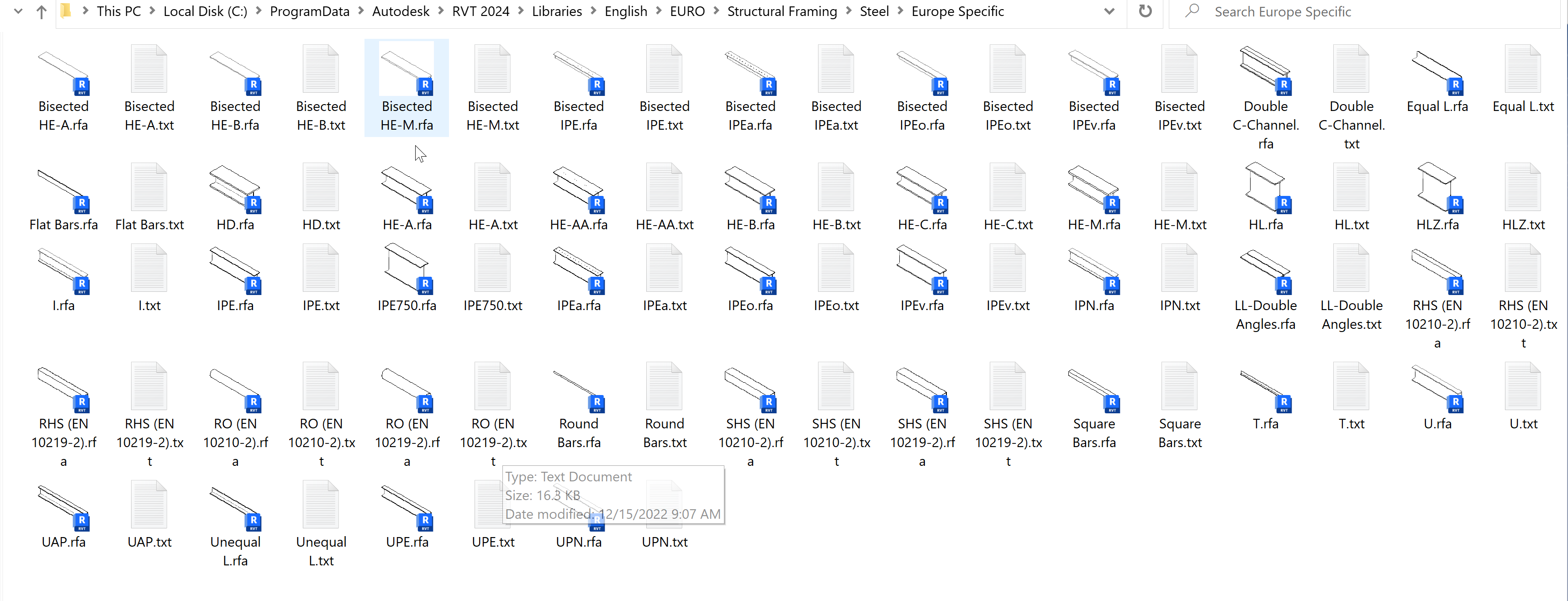 Where to find steel profiles like HEA, HEB, HEM for Revit