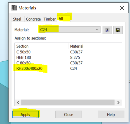 How to create rectangular hollow section made of timber in Robot Structural Analysis