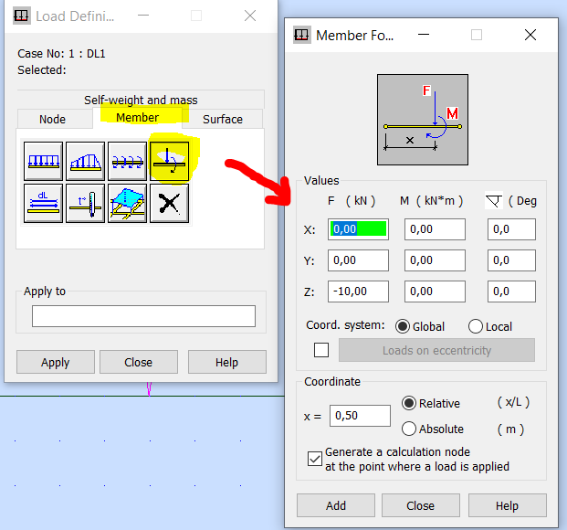 How to change nodal force to bar force in load table in Robot Structural Analysis