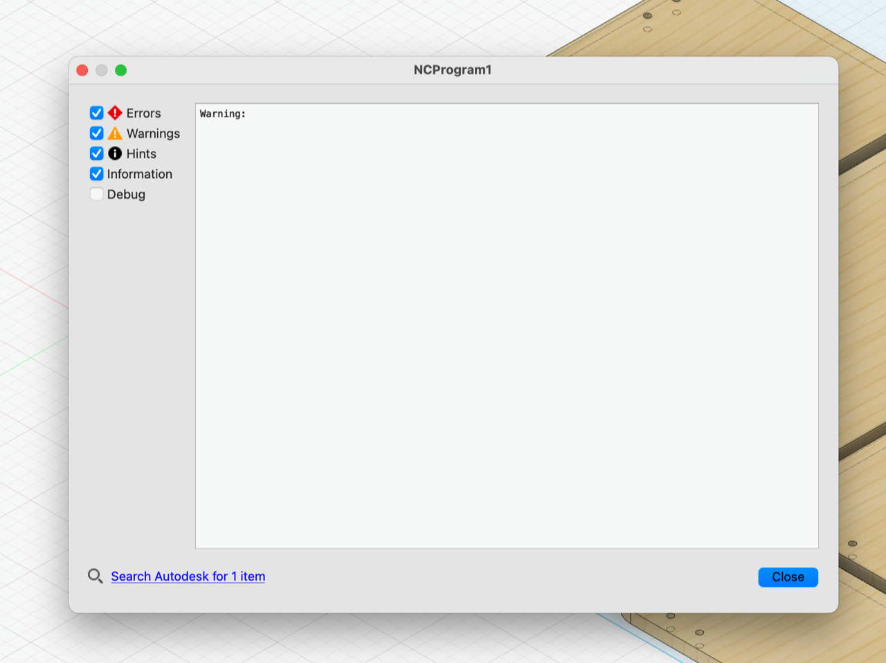 Blank warning in NC Programs when posting from a Mac in Fusion 360