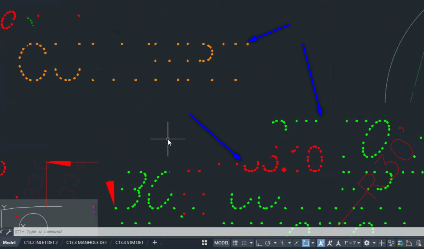 Dots appearing randomly in place of objects in AutoCAD drawings