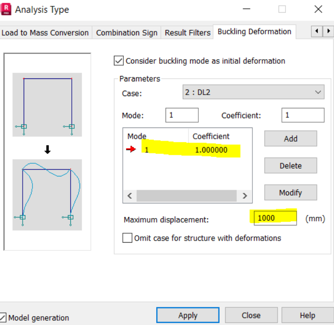 了解 Robot Structural Analysis 中屈曲变形的最大位移