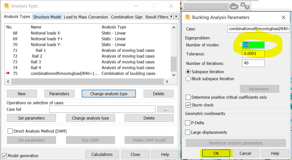 How to calculate buckling critical coefficient for combinations including moving load in Robot ...