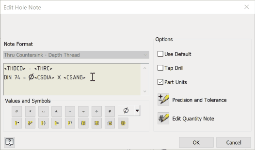 Hole note text changes size when pasted into another note in Inventor