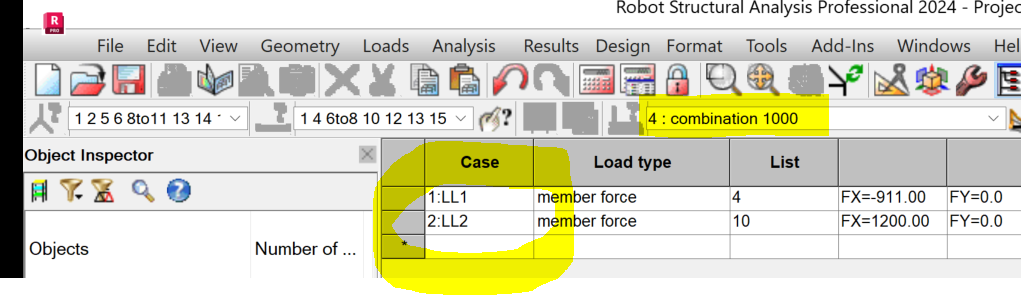 It Is Not Possible To Present Selected Combination In Load Table In Robot Structural Analysis