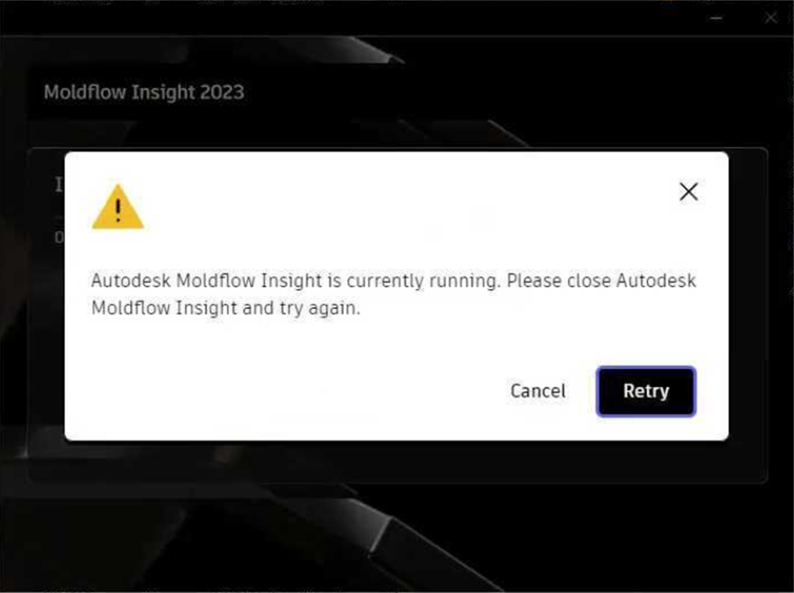 "Autodesk Moldflow Insight is currently running" when installing update 1 for Moldflow Insight 2023