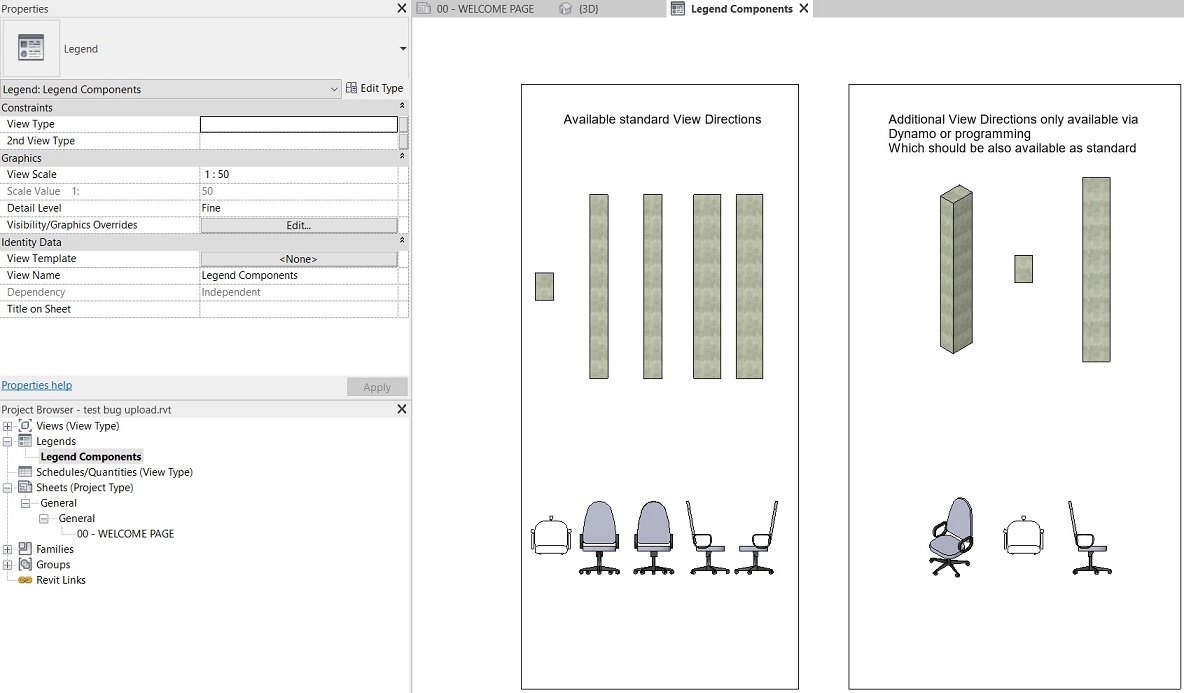 Inconsistent view direction of legend components in Revit