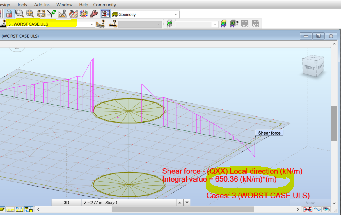 如何在 Robot Structural Analysis 中查找桩帽截面中的设计剪力