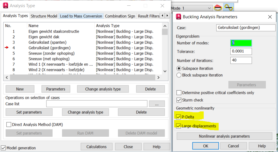 "Execution problem No: 3060" while nonlinear buckling analysis cases with large displacement ...