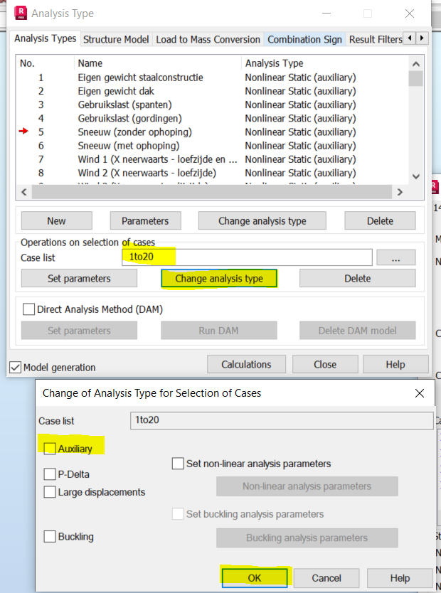 "Execution problem No: 3060" while nonlinear buckling analysis cases with large displacement ...