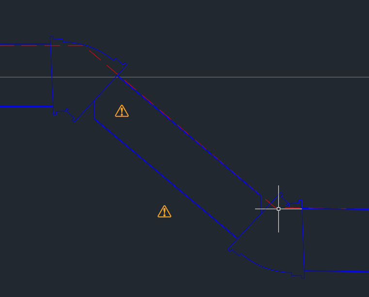 Vertical pipes are displayed as lines in a profile view in Civil 3D