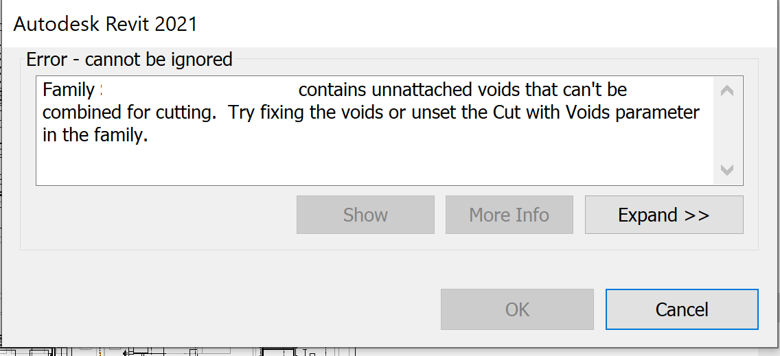 在Revit中，无法将具有放样融合的族载入到项目中