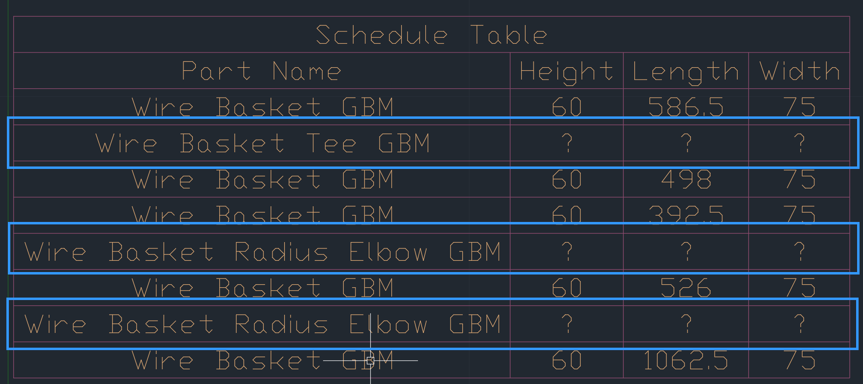 Fittings display a single question mark in schedule in AutoCAD MEP
