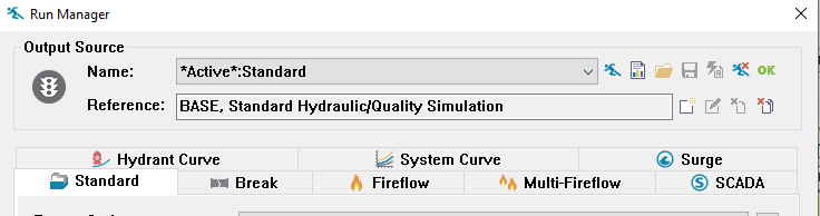 Gray traffic signal in Run Manager in InfoWater Pro