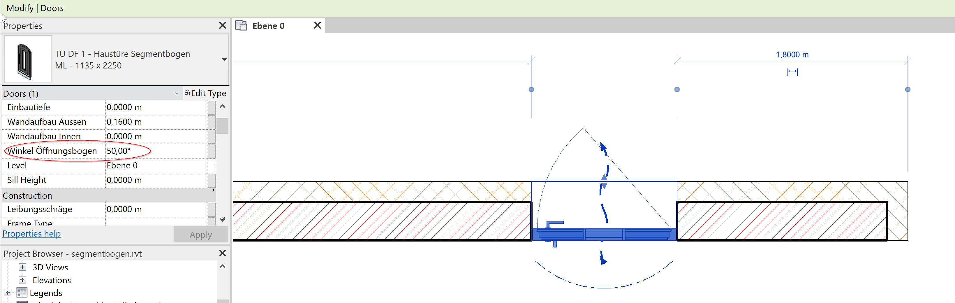 Opening angle is not working in German door family: "TU DF 1 - Haustüre ...