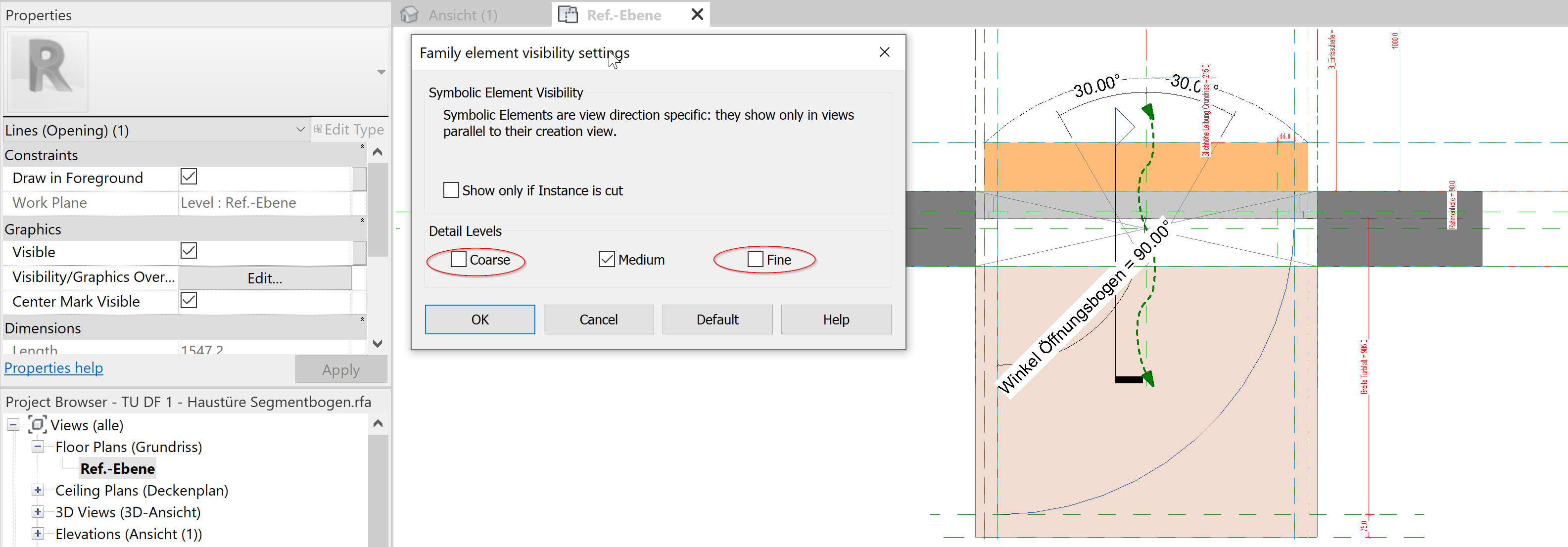 Opening angle is not working in German door family: "TU DF 1 - Haustüre ...