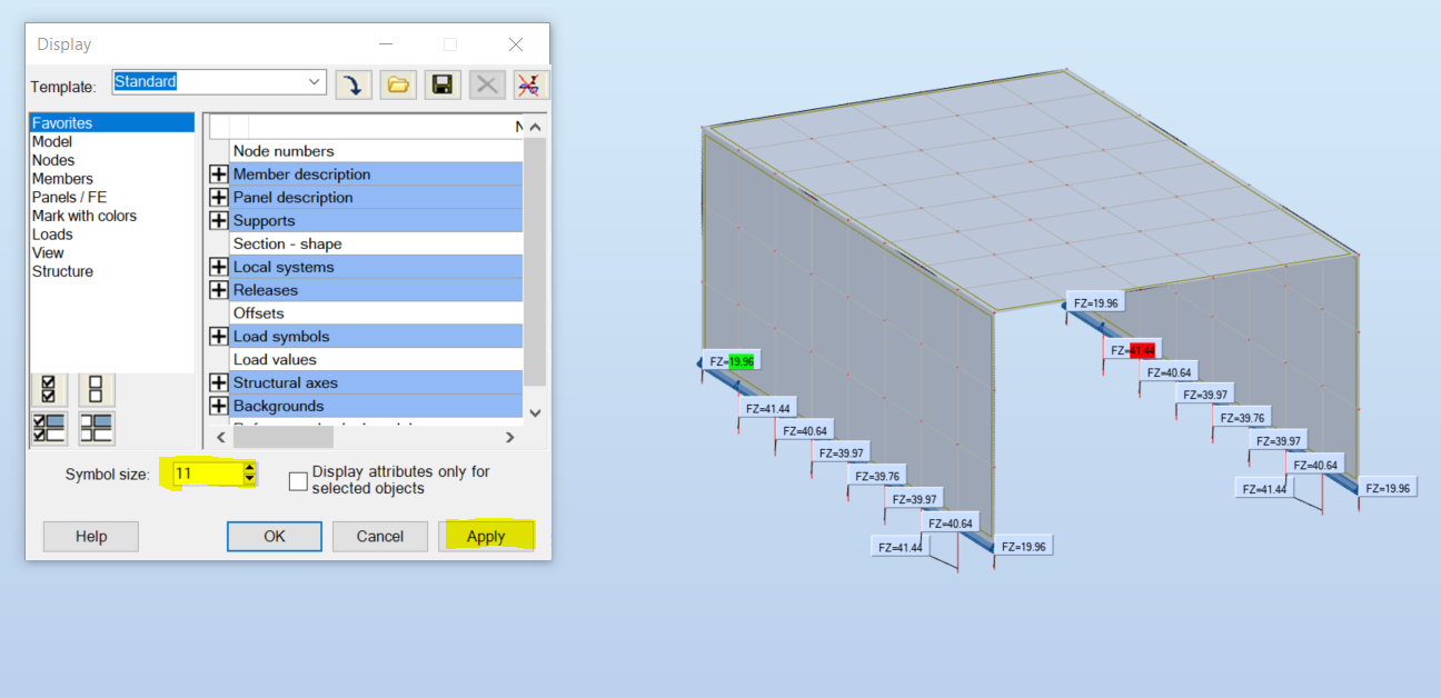 Robot Structural Analysis 中受支撑墙的重叠反应标签