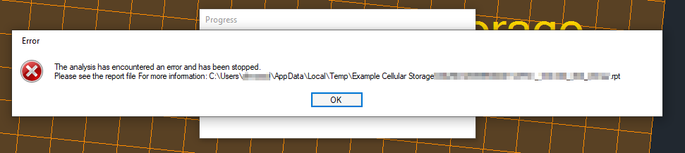 "Error: The analysis has encountered an error and has been stopped ...