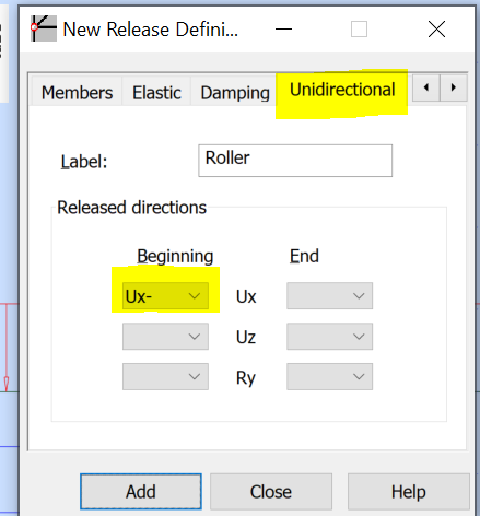 How to simulate roller acting as compression only element with ...
