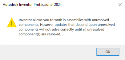重命名 Inventor 文件后显示“Inventor 使您可以在部件中使用未读取的零部件”，并且引用丢失