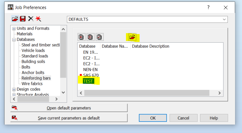 How to create database for reinforcement bars in Robot Structural Analysis