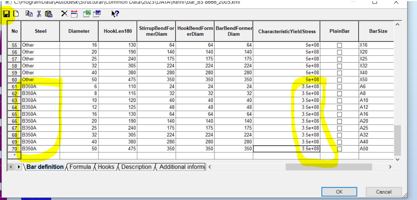 Is it possible to change default characteristic strength of reinforcement bars in Robot ...
