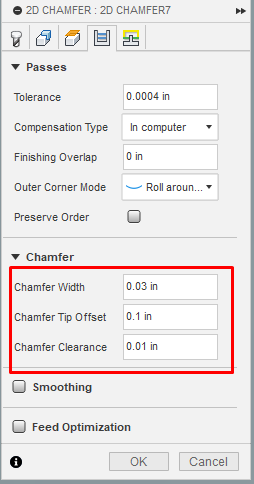 2D chamfer toolpath is not complete for modeled chamfers in Fusion