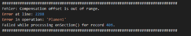 Compensation offset is out of range error when creating an NC program in Fusion