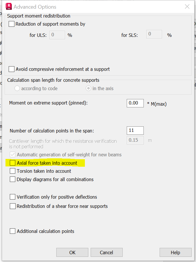 Axial force neglected while provided reinforcement for concrete beam design in Robot Structural ...