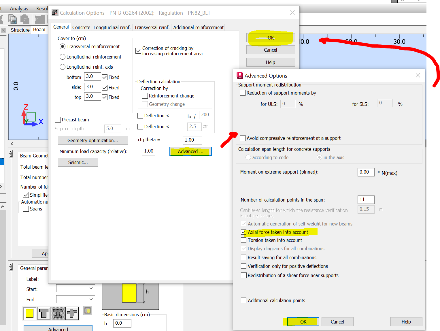 Axial force neglected while provided reinforcement for concrete beam design in Robot Structural ...