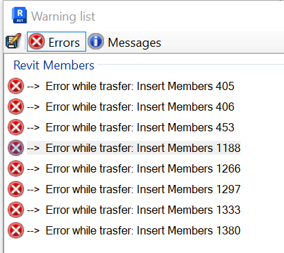 "Error while transfer: Insert members" reported while model export from Robot Structural ...