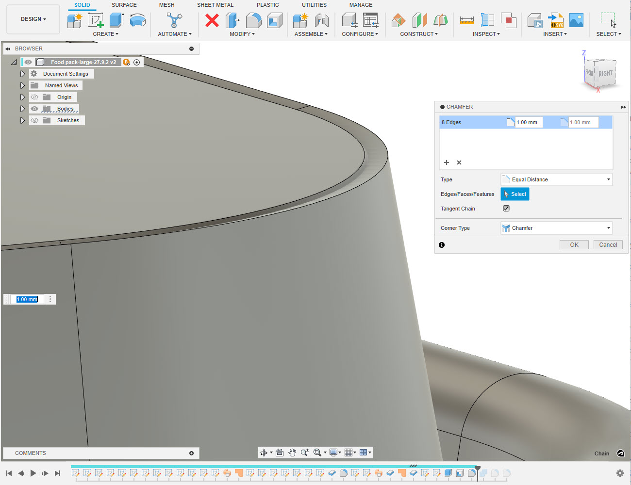 Fillet or Chamfer command fails without warning message in Fusion