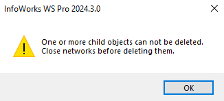 "One or more child objects cannot be deleted" warning when attempting to delete an object in ...
