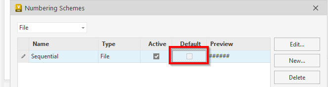 SolidWorks Vault Add-in gives automatic number when only one Numbering Scheme is active