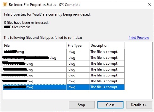 All Inventor DWG files in Vault get corrupted and property mapping not working