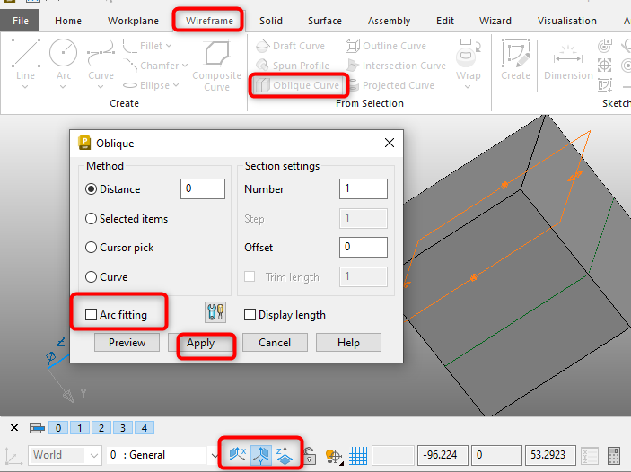 How to use Oblique Curve command in PowerShape when dynamic section command fails.